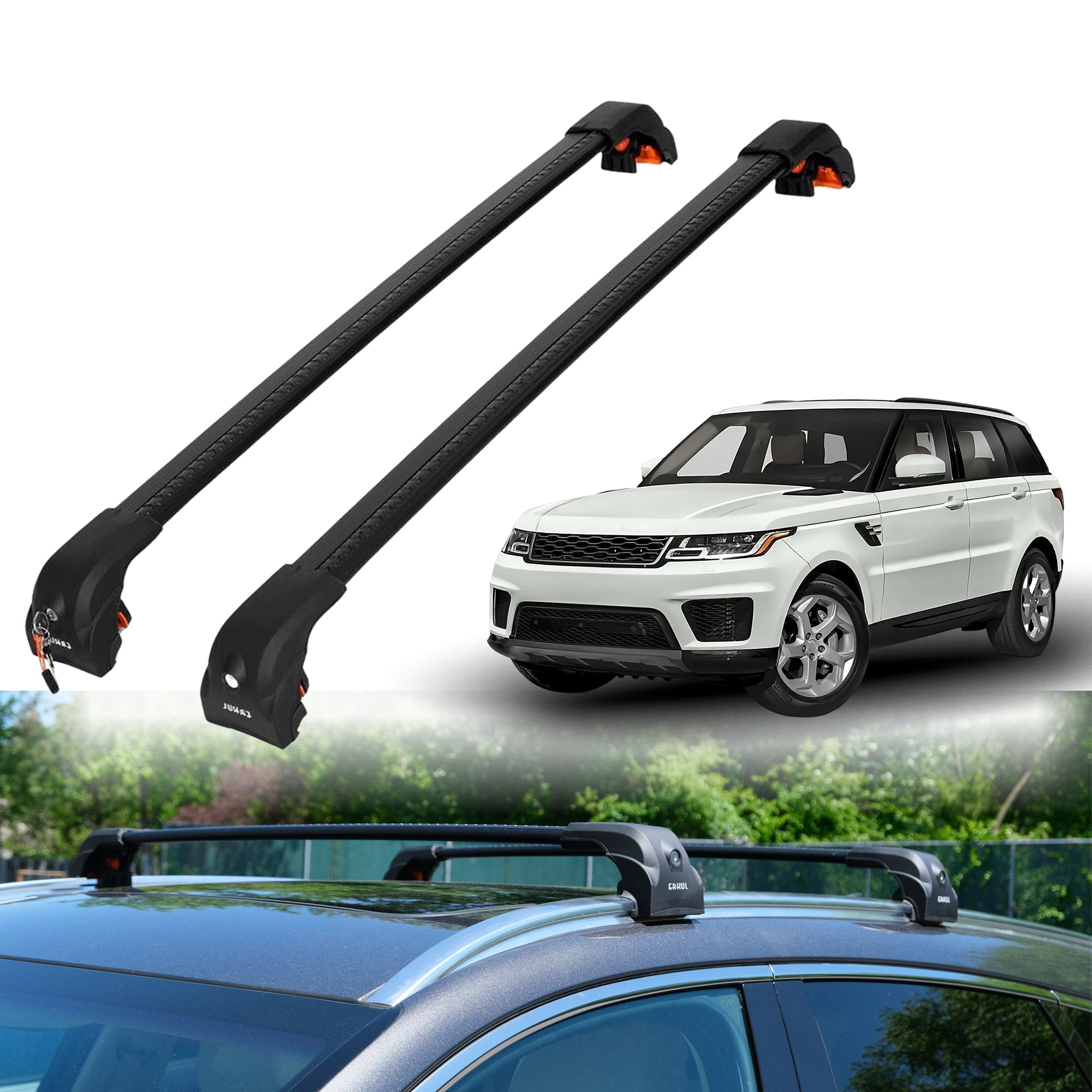 Erkul 220 LBS Heavy Duty Roof Rack Crossbars for Land Rover Range Rover ...