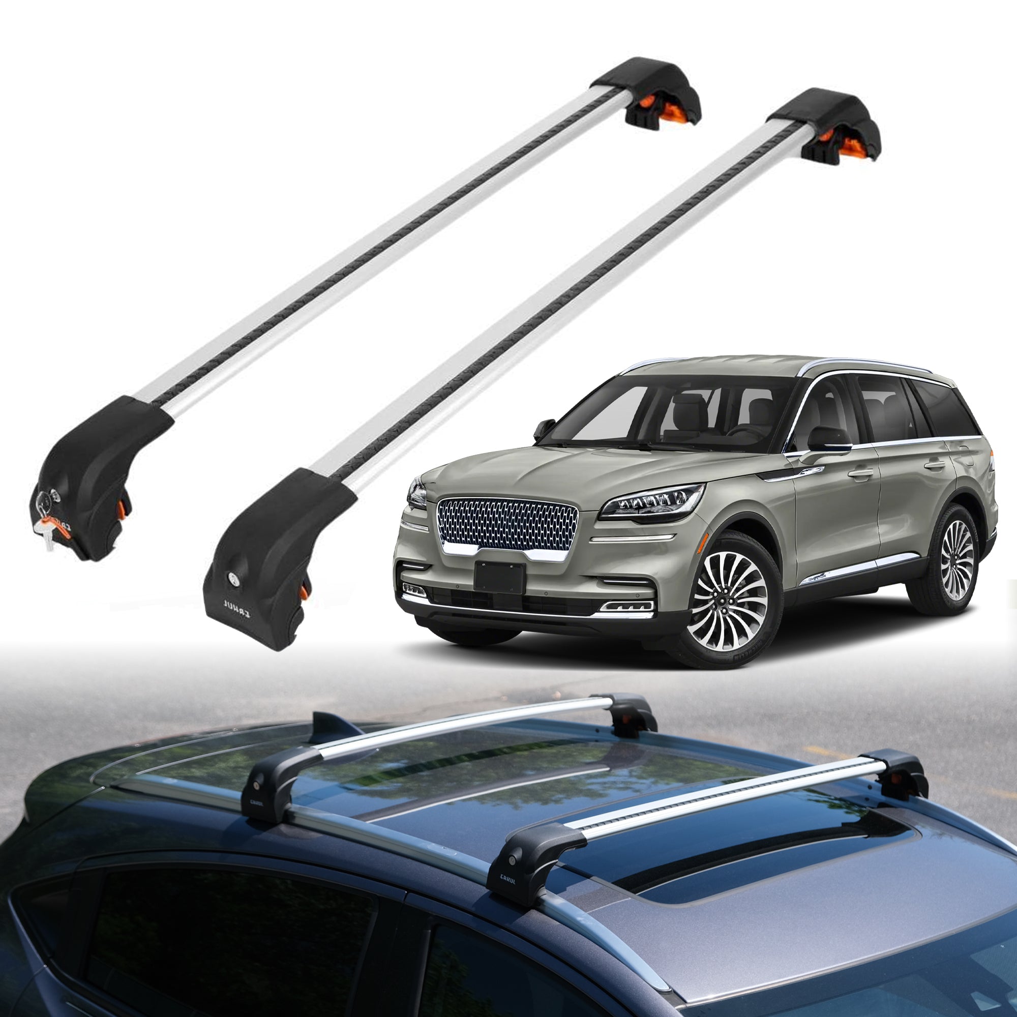 Erkul 220 LBS Heavy Duty Roof Rack Crossbars for Lincoln Aviator 2020 ...